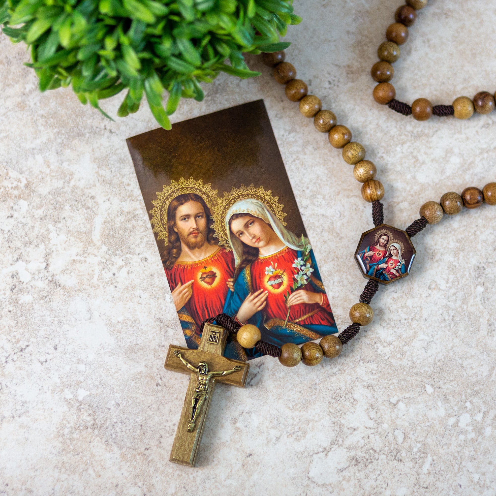 Wooden Two Hearts Rosary – Rosary.com