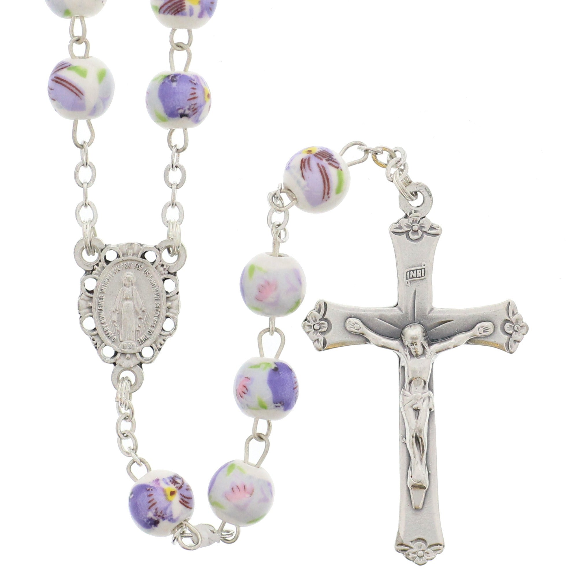 Purple Floral Ceramic Rosary – Rosary.com