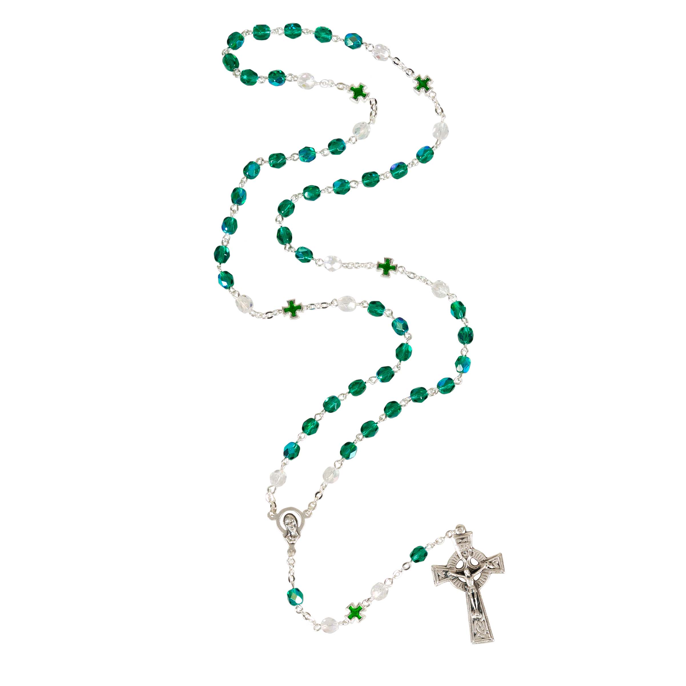 Irish Rosary with Green Cross Our Father Beads – Rosary.com