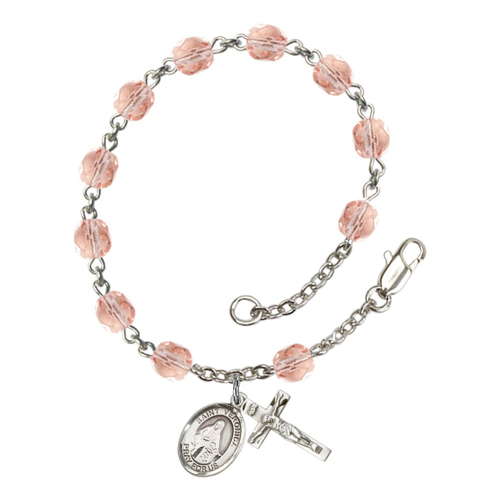 St. Veronica Pink October Rosary Bracelet 6mm – Rosary.com
