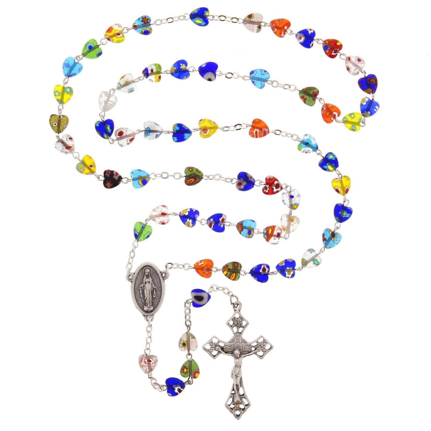 Multi Color Murano Style Heart Rosary – Rosary.com