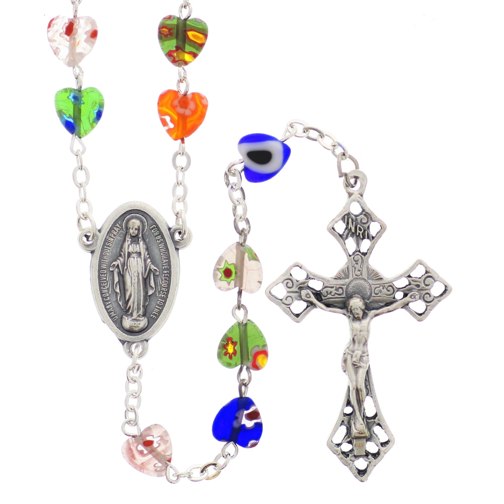 Multi Color Murano Style Heart Rosary – Rosary.com