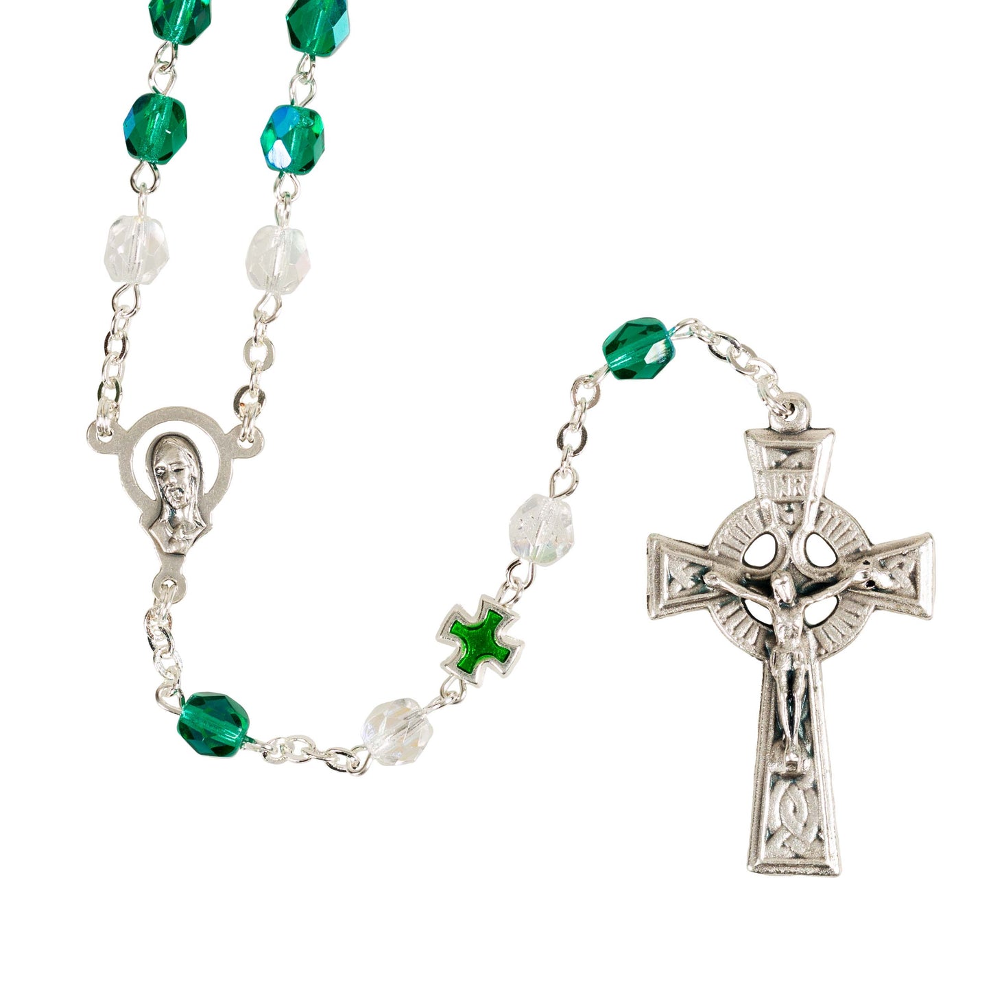 Irish Rosary with Green Cross Our Father Beads – Rosary.com