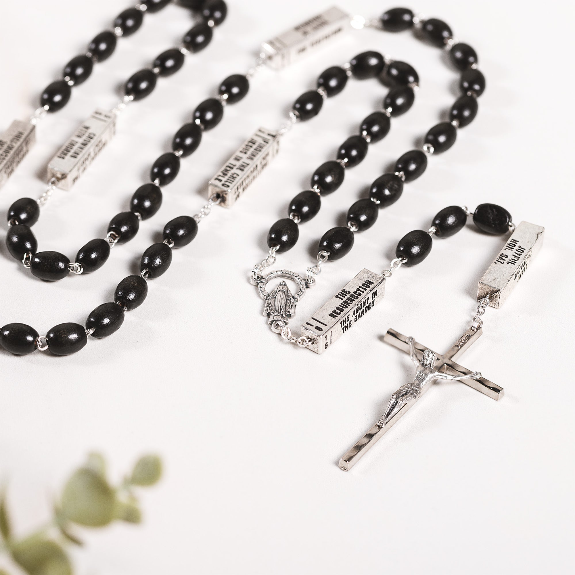Mysteries Black Wood Bead Rosary – Rosary.com