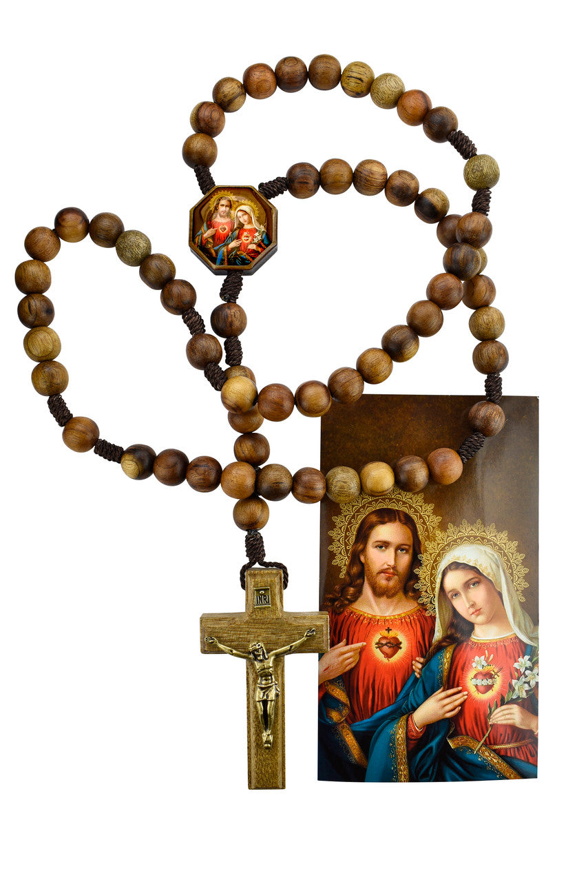 Wooden Two Hearts Rosary – Rosary.com