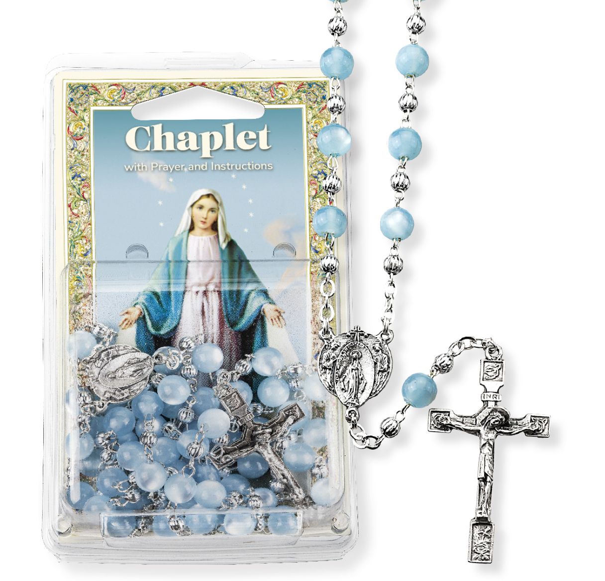 Blue Crystal Chaplet of The Miraculous Medal – Rosary.com