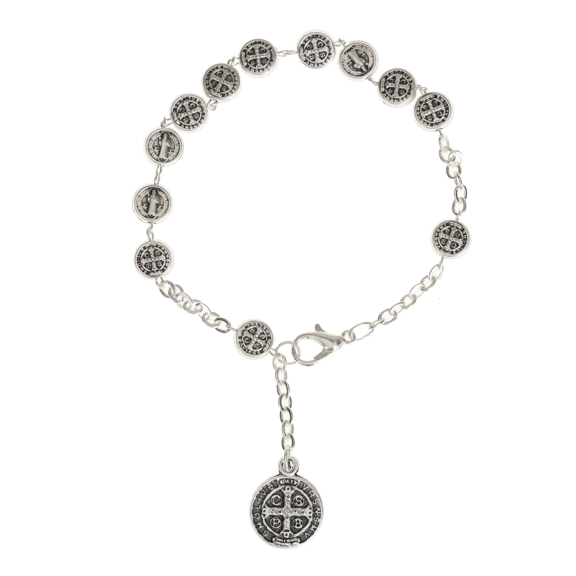 Silver St. Benedict Medal Rosary Bracelet – Rosary.com