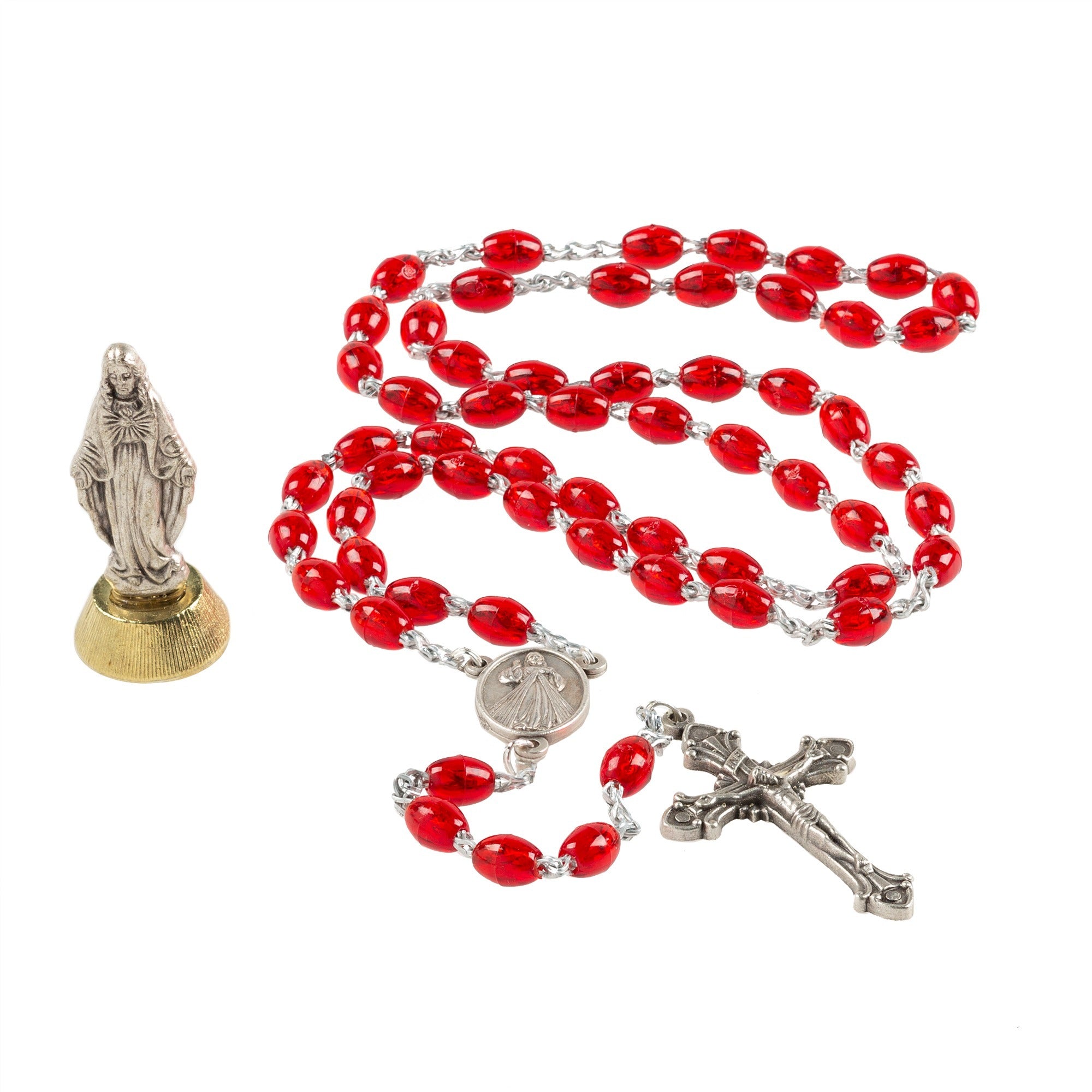 Sacred Heart of Jesus Mini Statue & Divine Mercy Rosary Set – Rosary.com
