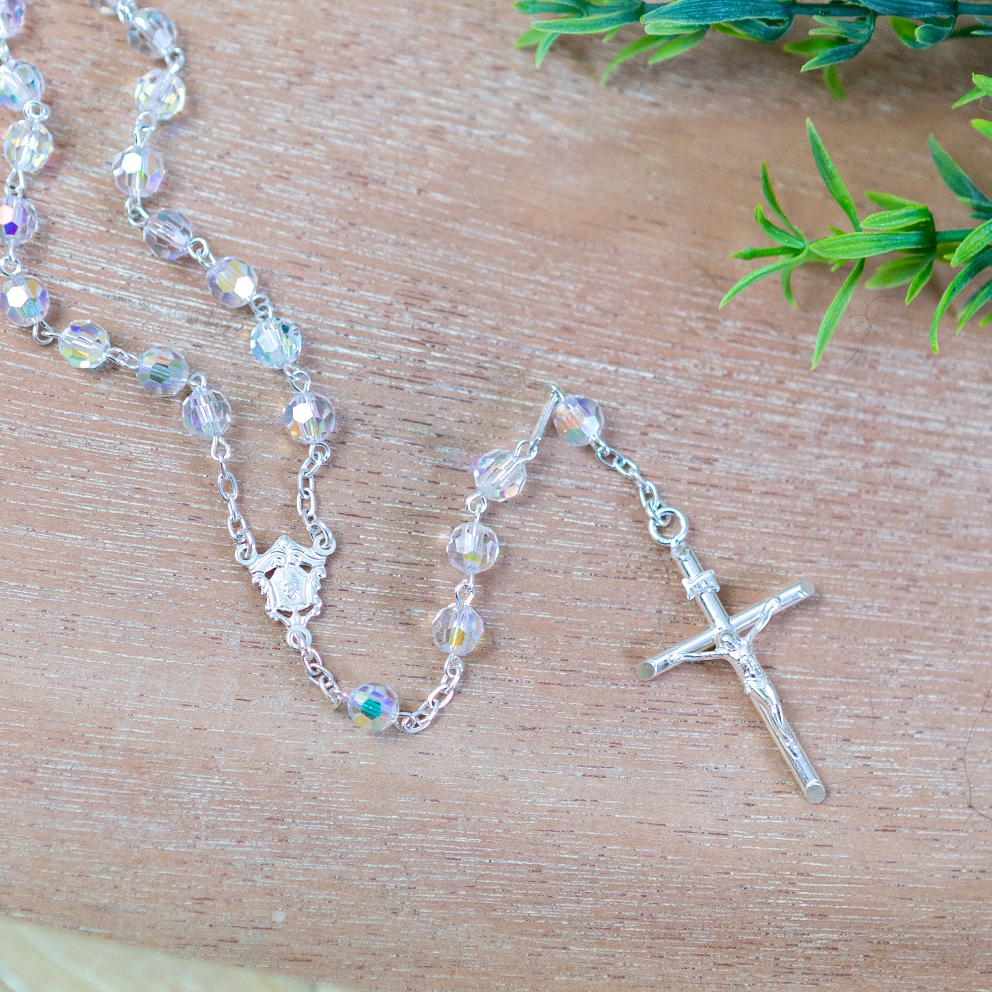 Italian Silver & Fire Polished Crystal Preciosa beaded Rosary – Rosary.com