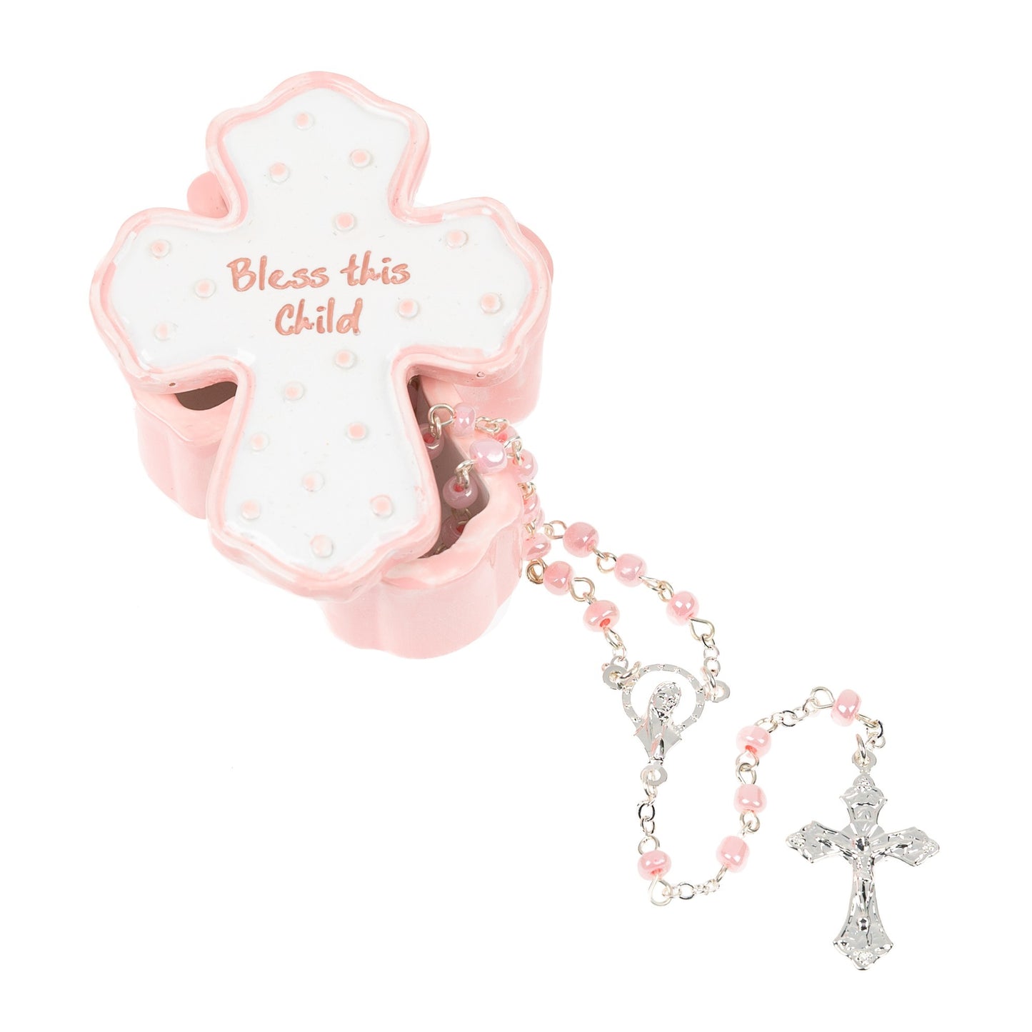 Bless this Child Rosary with Box - Pink – Rosary.com